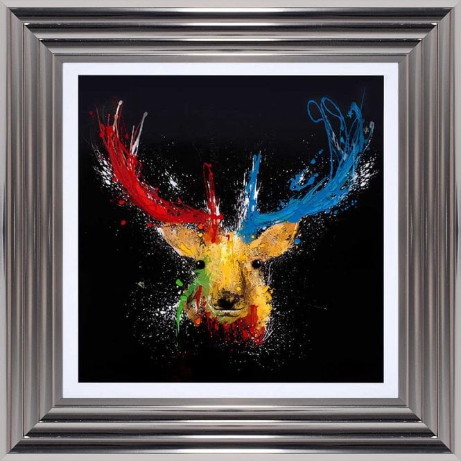 Biggon - Colourful Stag With Black Background – JJ's Interiors
